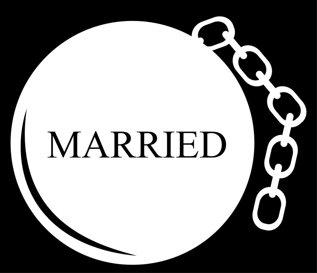 Married Ball & Chain Vinyl Sticker – Around The Town Signs